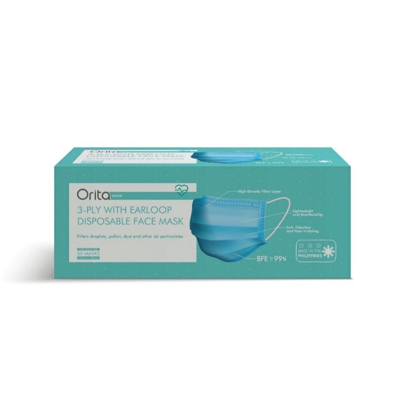 Orita 3-Ply with Earloop Disposable Mask 50's | Lazada PH
