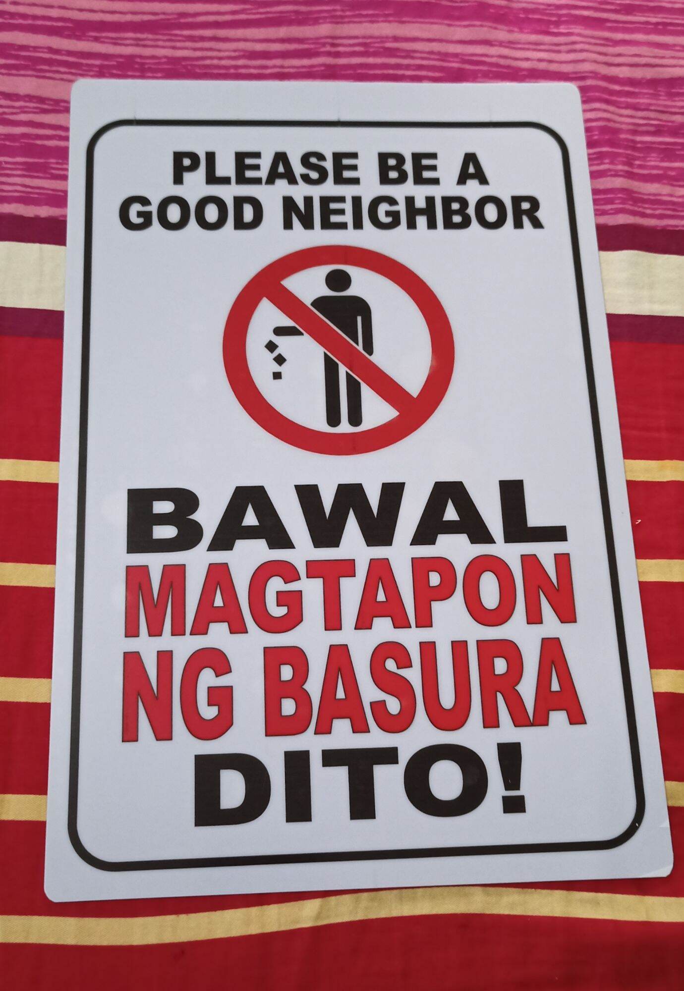 Bawal Magtapon ng Basura Dito SIGNAGE Material: PVC Plastic (like ATM ...
