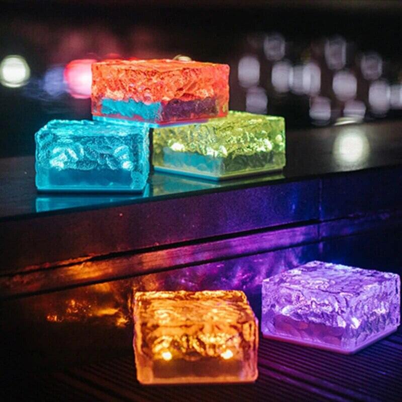 Solar Glass Brick Light Solar Ice Cube LED Light Crystal Brick Stone ...