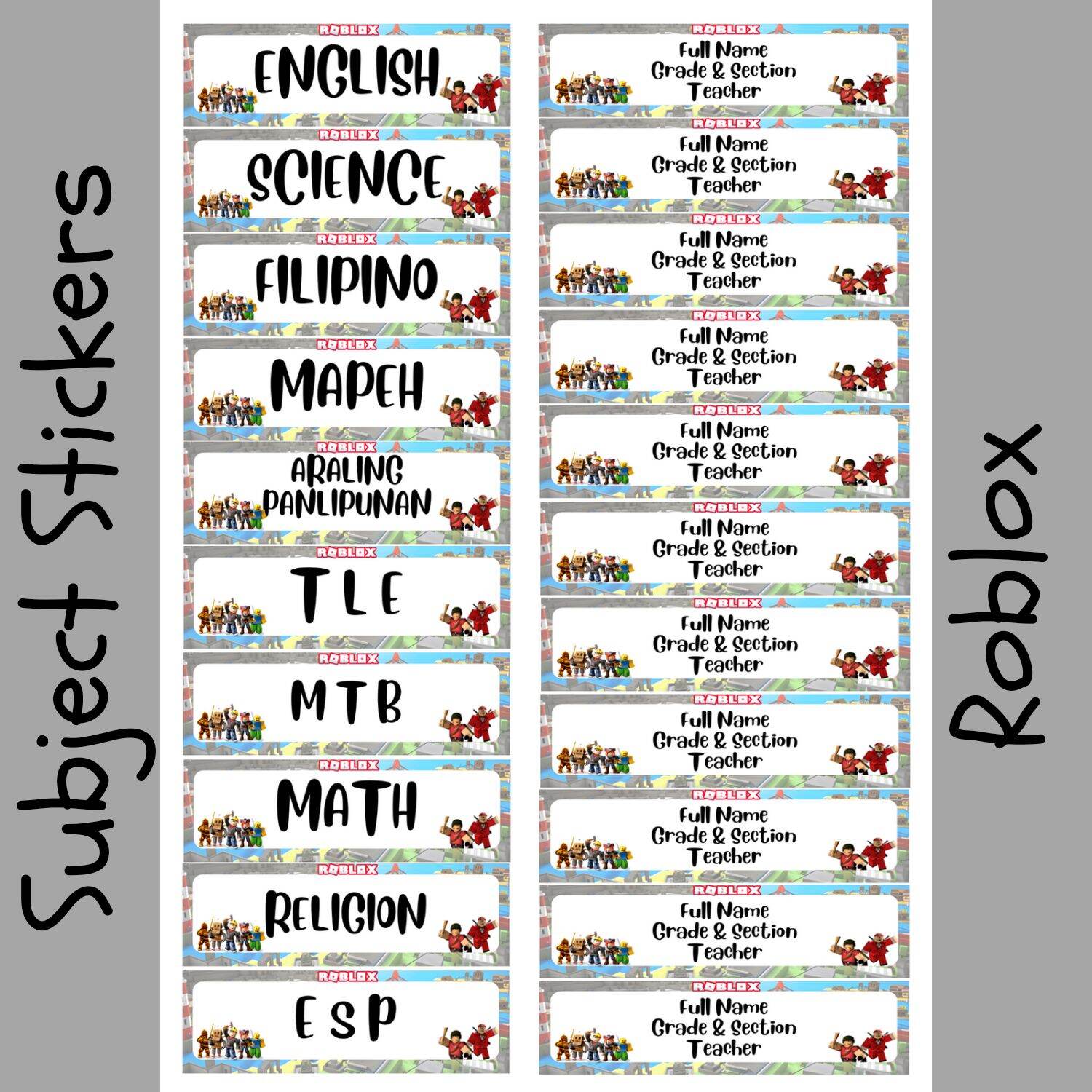 Subject Stickers Customized Name Grade Section Teacher | Lazada PH