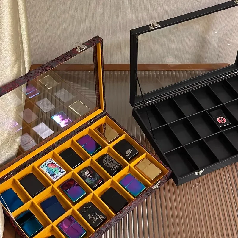 Large Capacity Zippo Matches Storage Box Transparent Glass With Lid Oil ...