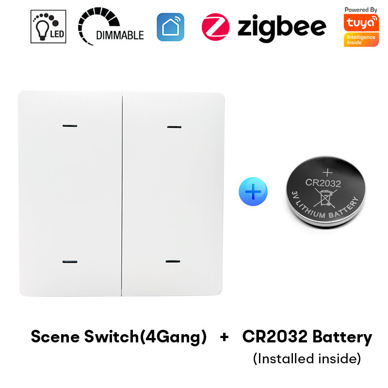 Tuya ZigBee 3.0 Wireless Scene Switch 4-Gang Push Button with Remote ...