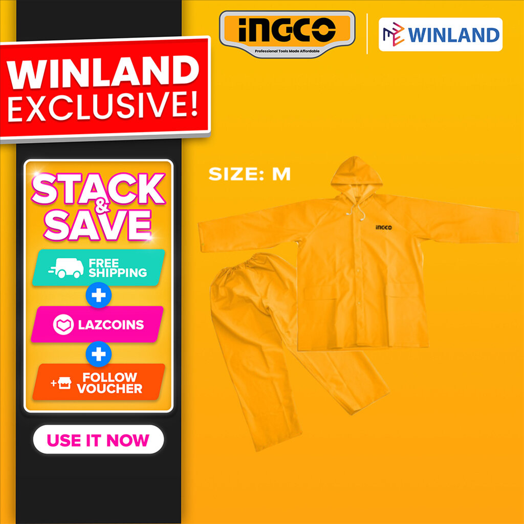 Ingco by Winland Industrial Rain Coat Suit Set w/ Zipper & Pocket 100% ...