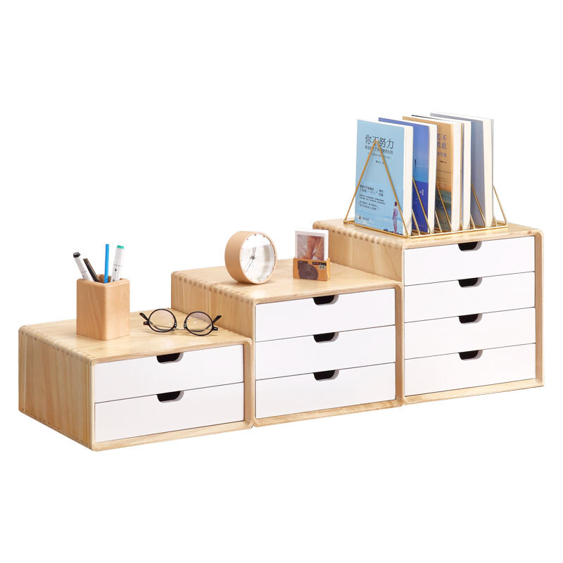 Solid Wood Desktop Multi-Layer Storage Cabinet with Drawer Office A4 ...