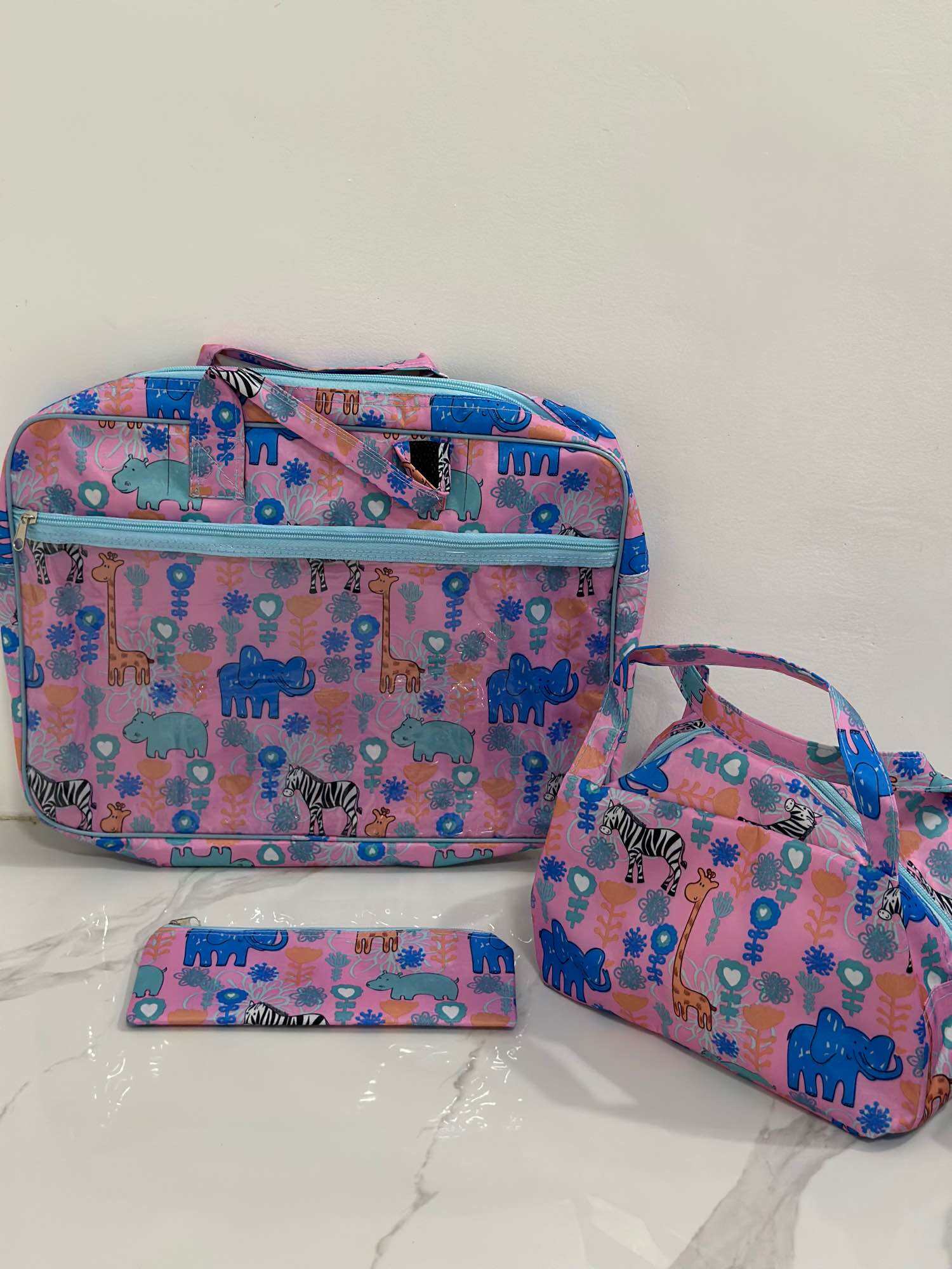 Module bag for girls long size with handle black stripe book holder ...