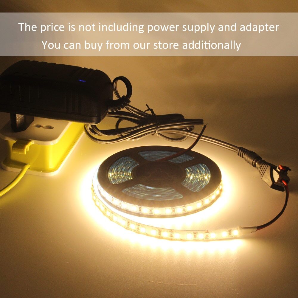 12V LED Strip 5M 600 SMD 2835 6000K 3000K Warm White Stripe Flex Tape ...