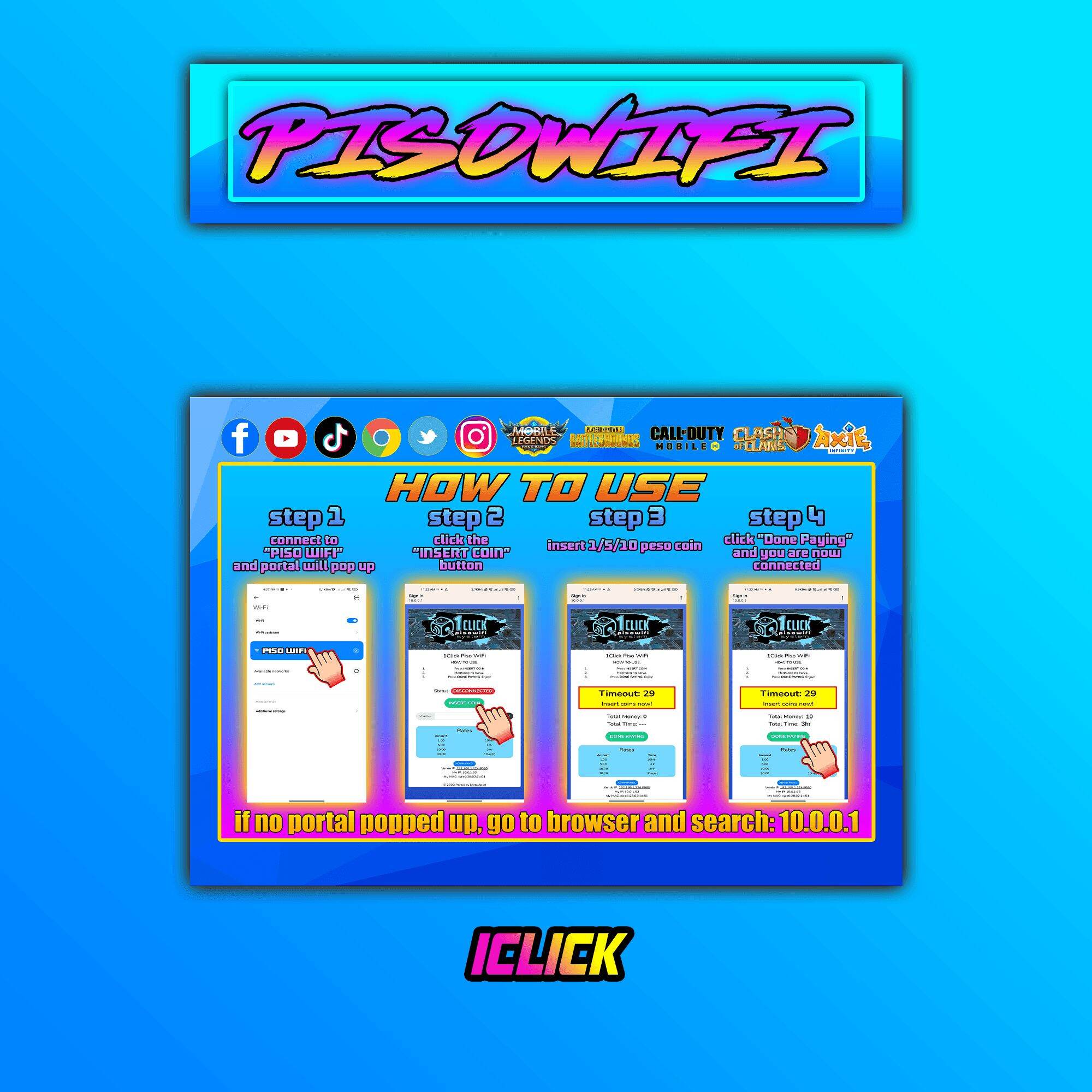 WIFI VENDO STICKERS INSTRUCTION / GUIDE HOW TO CONNECT LPB ADO PISOFI ...