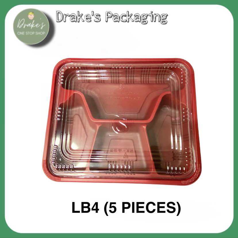 Bento box Tray with Clear plastic Lid 5pcs Per Pack LB1 | LB2 | LB3 | LB4 By Drakes Packaging ...
