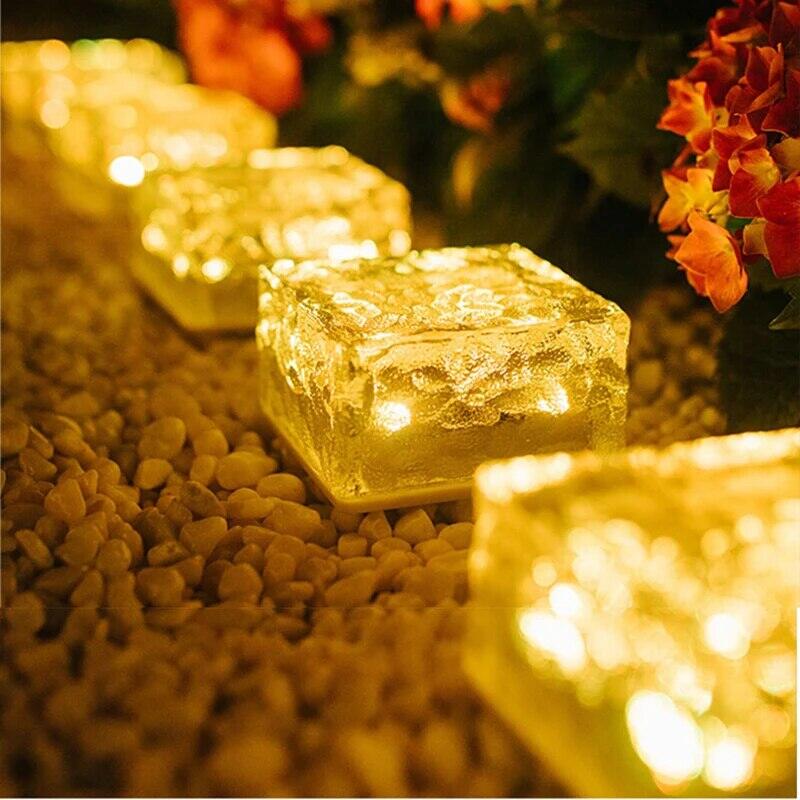 Solar Glass Brick Light Solar Ice Cube LED Light Crystal Brick Stone ...
