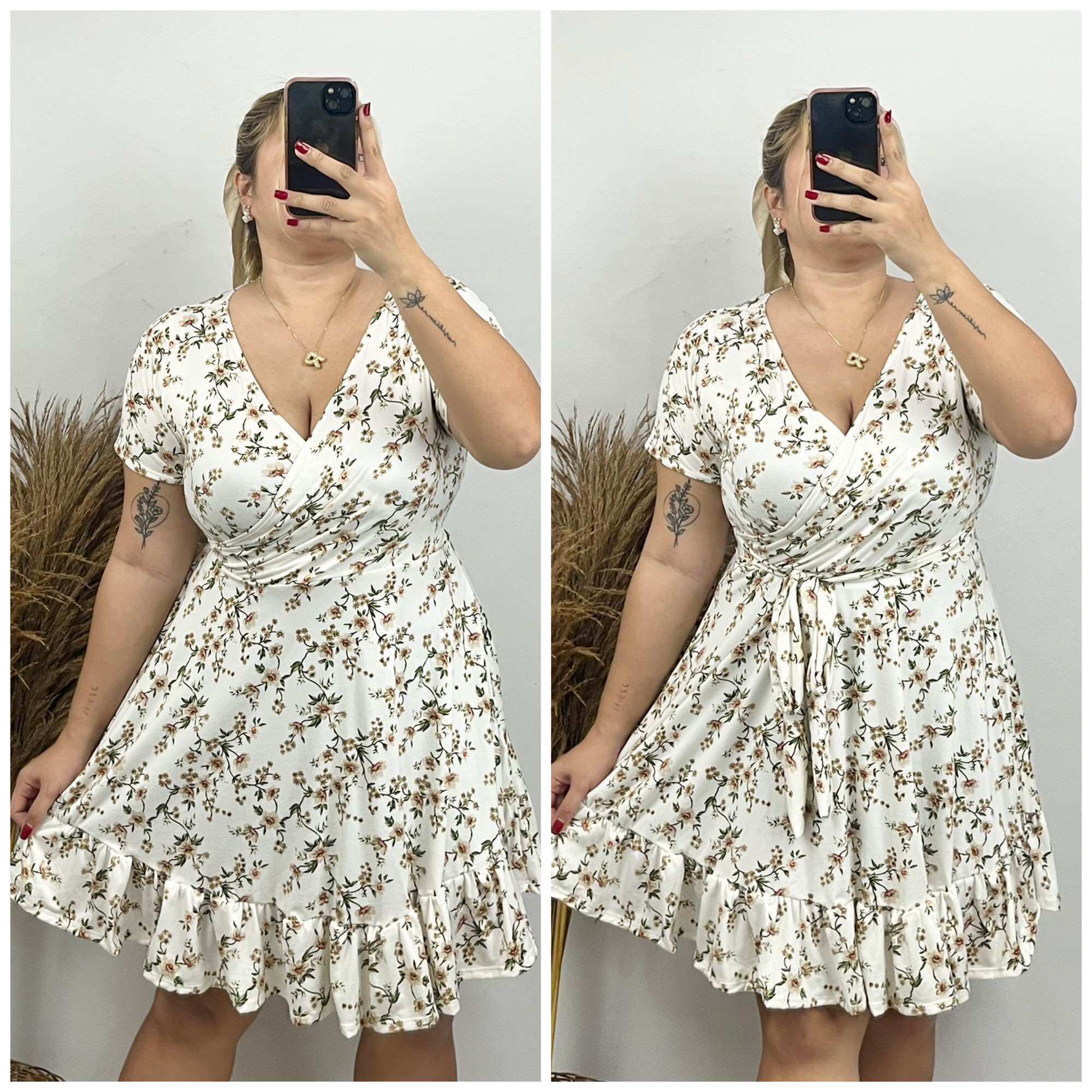Plus Size Abby Floral Overlap Dress fit up to 2XL