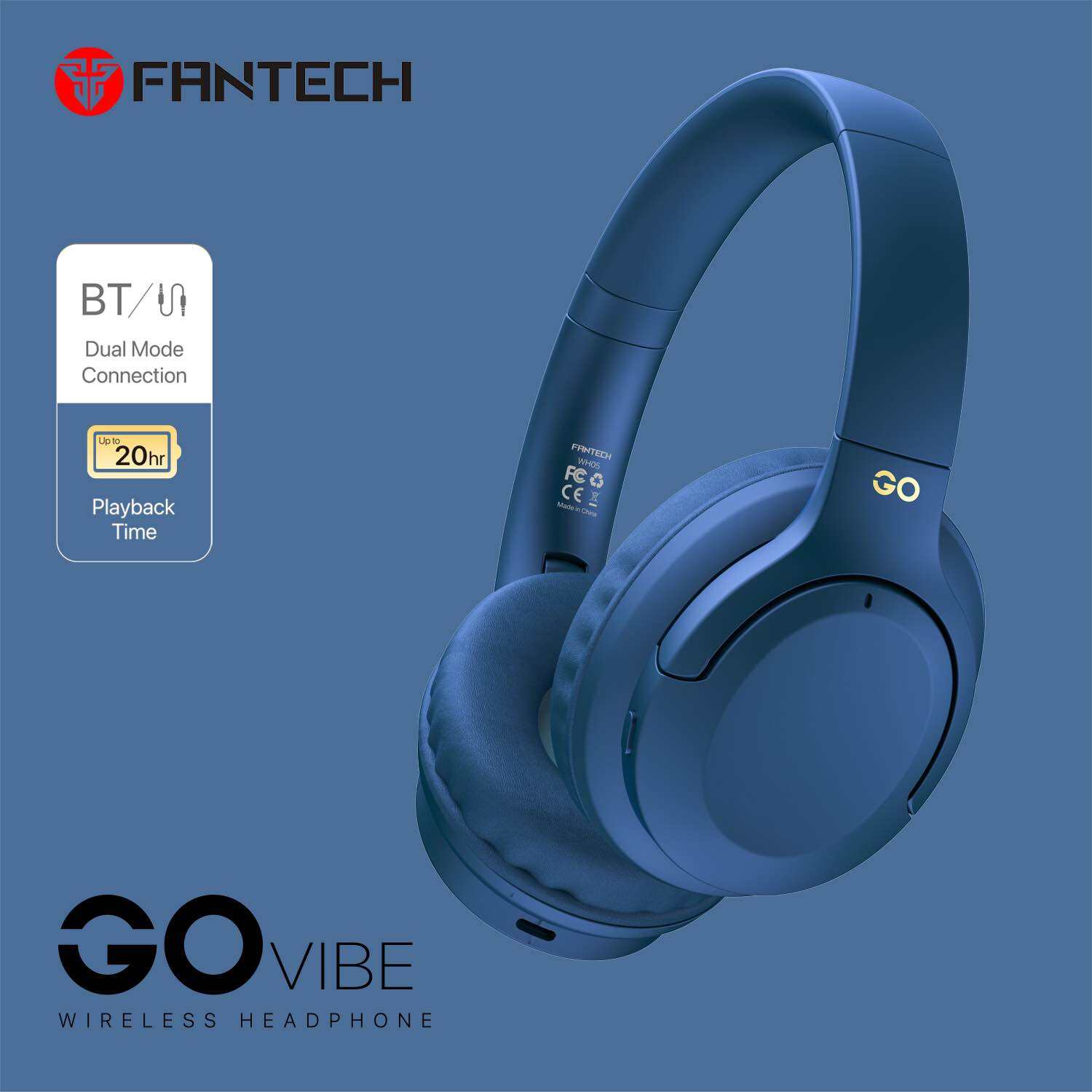 FANTECH GO VIBE WH05 Wireless Headphone Bluetooth/ Wired Dual Mode ...