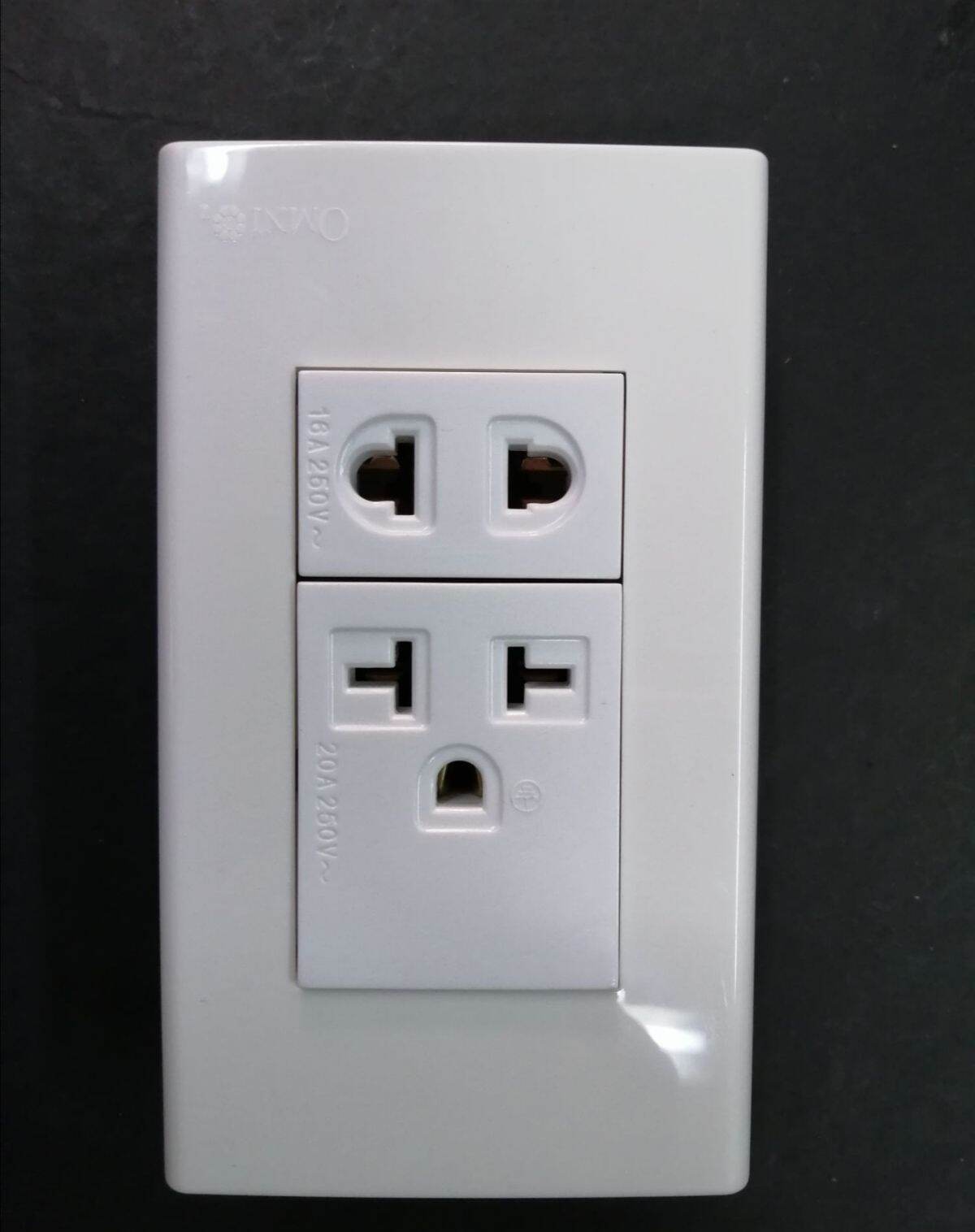 Omni Aircon Tandem + 1 Gang Outlet & Plate (white or dark grey ...