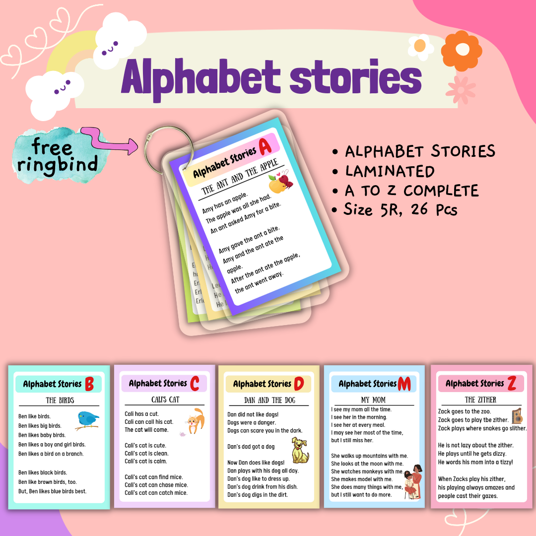 Laminated alphabet stories reading phonics story flashcards | Lazada PH