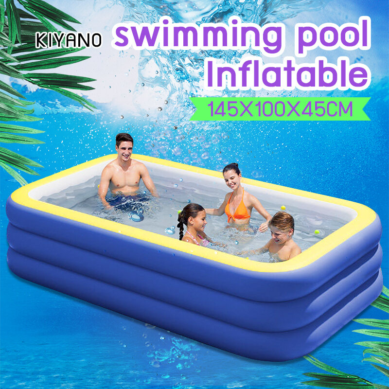 Inflatable swimming pool with electric air pump outdoor portable ...