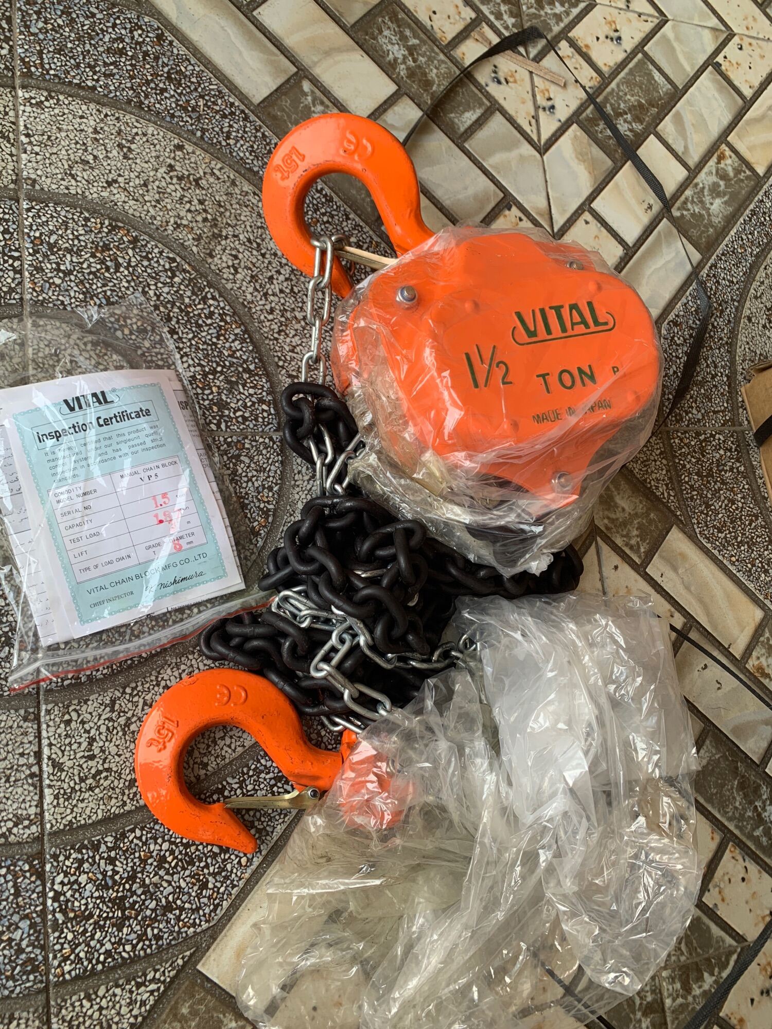 Vital chainblock 1.5tons with 3meters lifting chain made in japan ...
