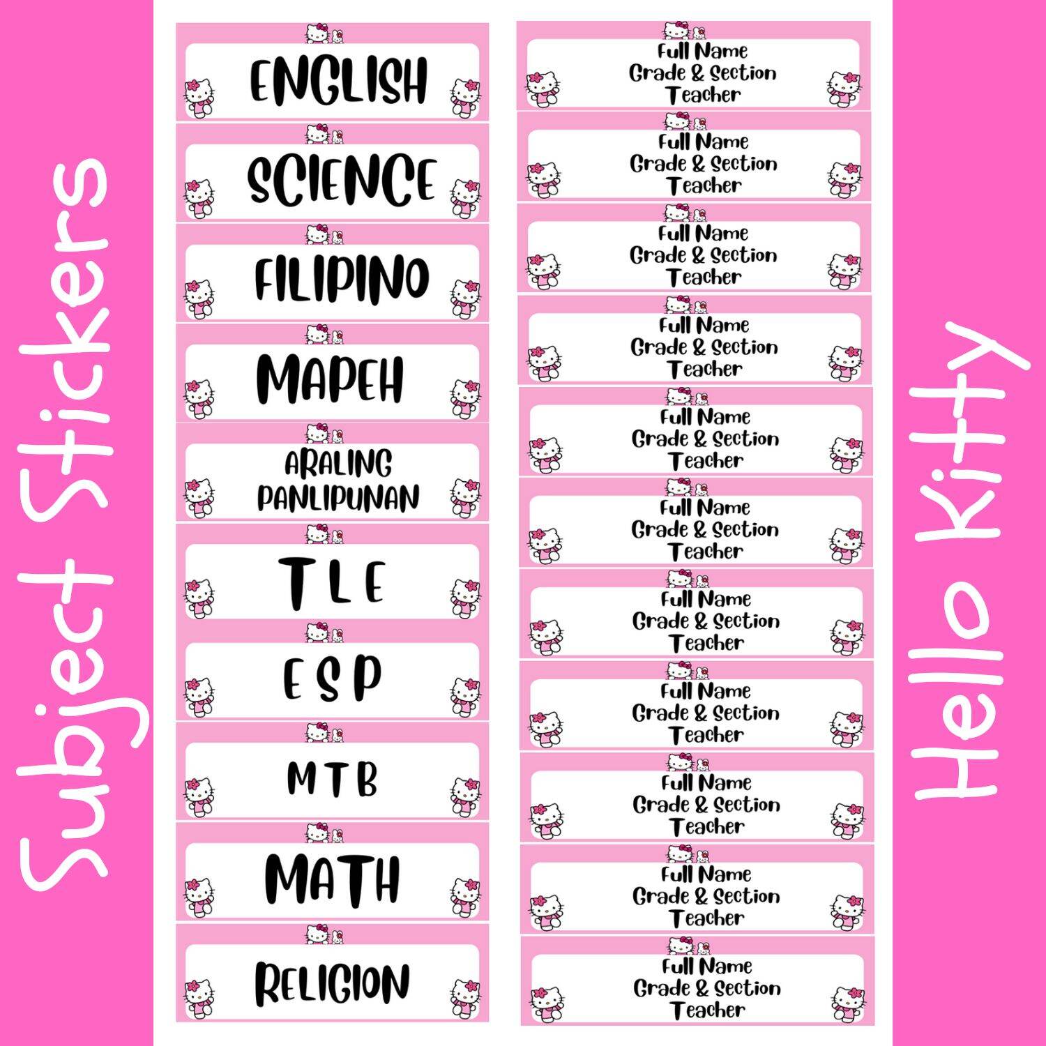 Subject Stickers Customized Name Grade Section Teacher | Lazada PH