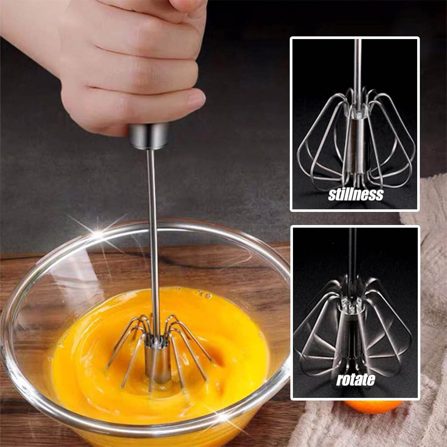 Kitchen Semi-Automatic Whisk Egg Beater Stainless Steel Manual Egg ...