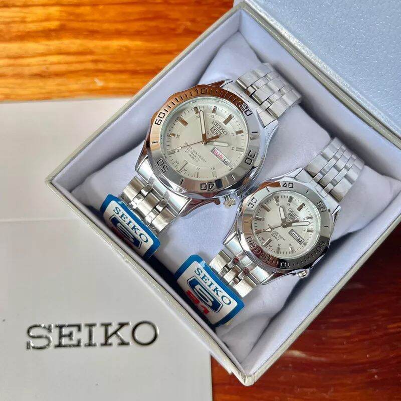 Seiko couple watch automatic hand movement stainless steel non tarnish ...