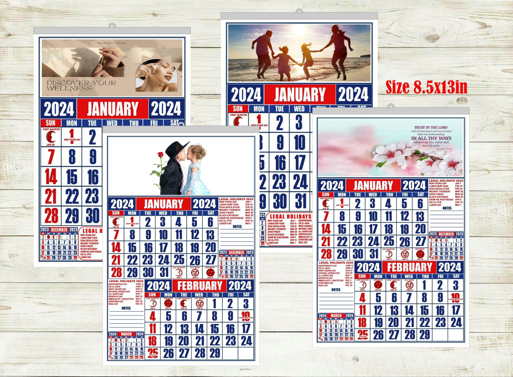 Personalized Metal Clip Calendar 2023 (Size: Long/8.5x13inches ...