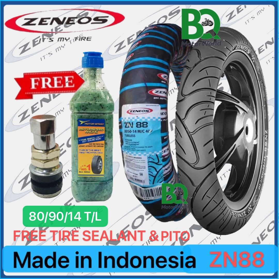 ZENEOS ZN88 MOTORCYCLE TIRE GULONG FREE TIRE SEALANT & PITO TUBELESS 70 ...