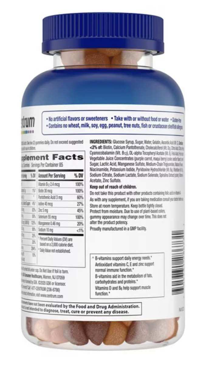 Centrum Multigummies Mens Multivitamin Supplement Gummies, Assorted ...