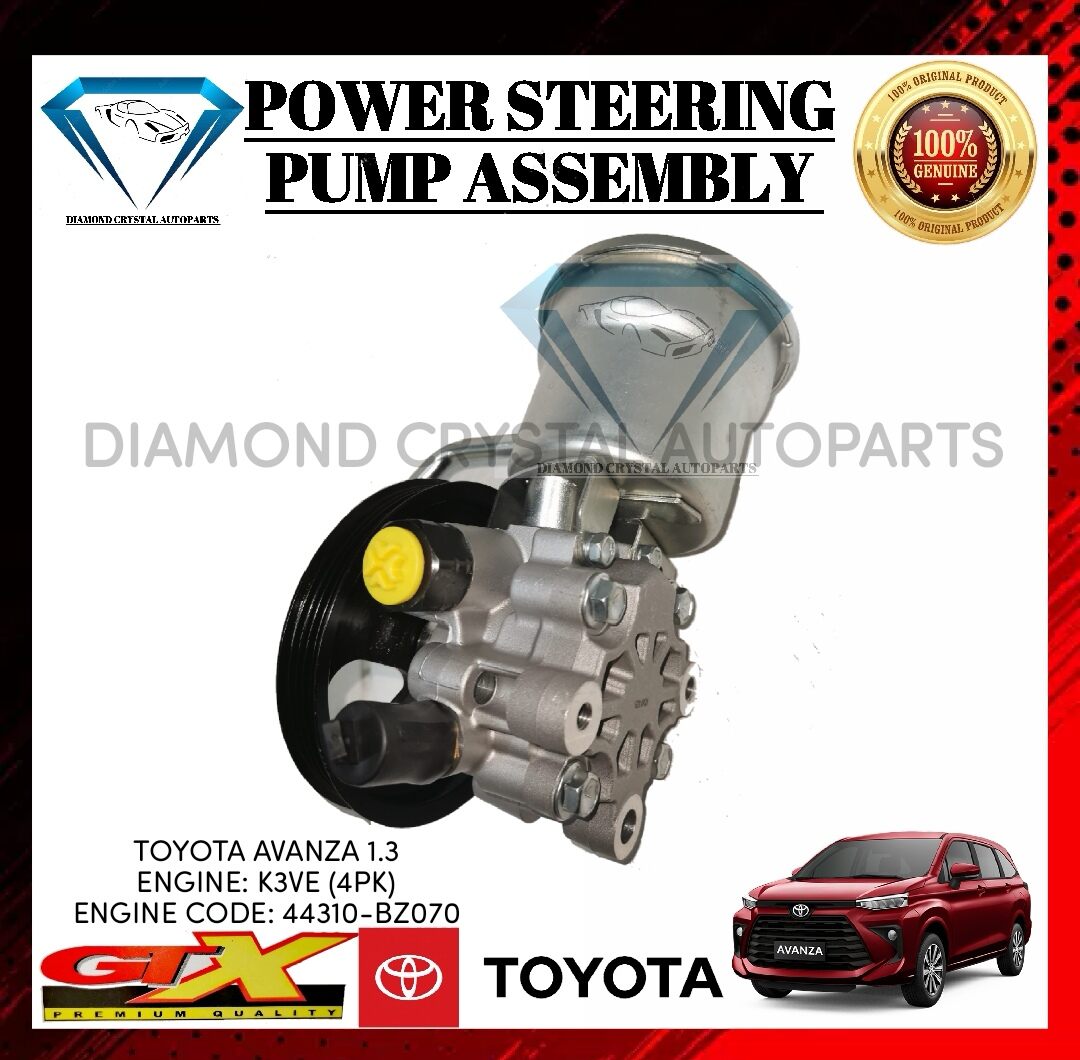 POWER STEERING PUMP ASSEMBLY TOYOTA AVANZA 1.3 K3VE ENGINE CODE:44310-BZ070 (4PK) " GTX BRAND ...