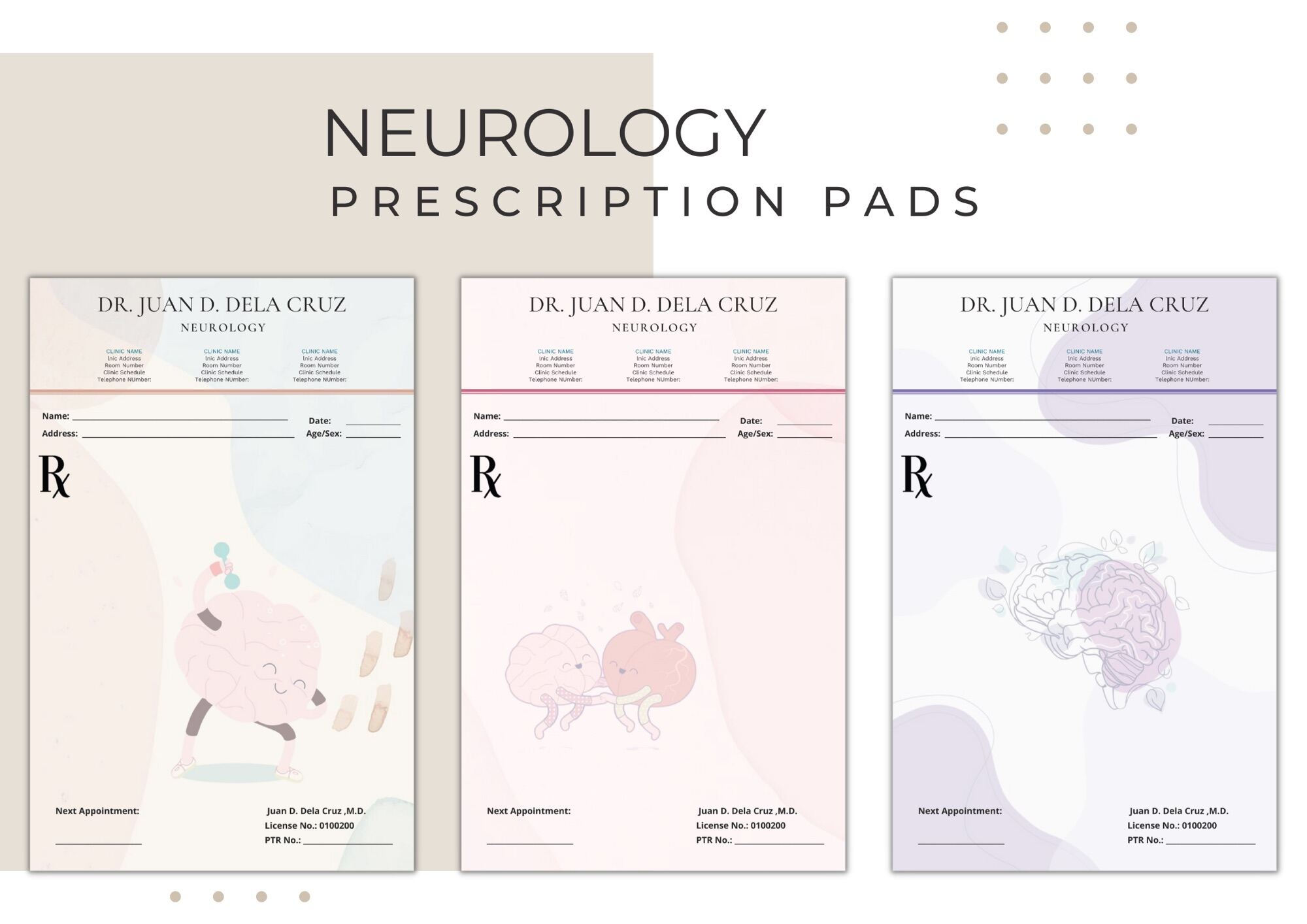 RX PAD, PRESCRIPTION PAD, MEDICAL CERTIFICATES- CUSTOMIZABLE (NEURO ...