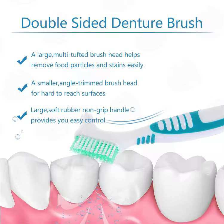 1 Set Denture Brush – Double-Ended Toothbrush with Nylon Bristles for ...