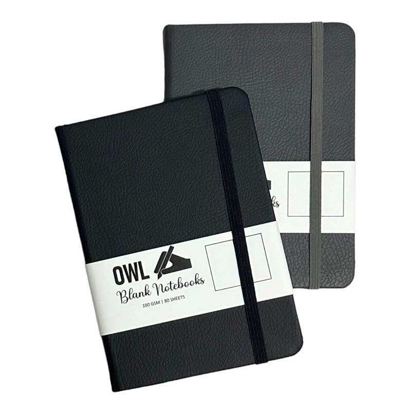 A6 Small Leather Journal Notebook - Blank Grid or Dotted pages with ...