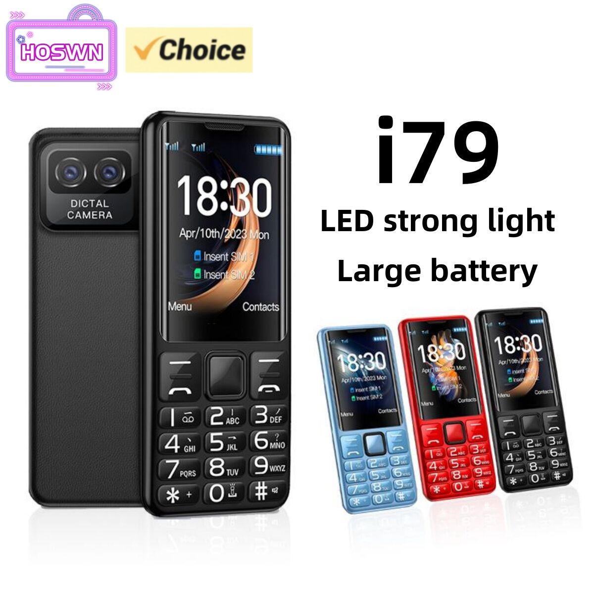 Mini i79 (H6) 2G Elderly Cellphone 2.4Inches TFT Screen 32MB RAM Torch Dual SIM English keyboard ...