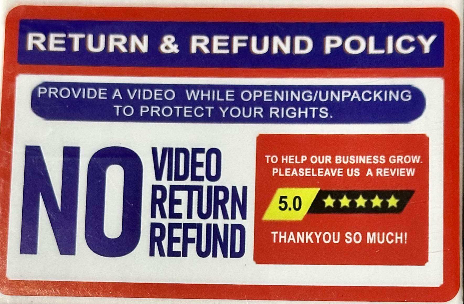 100 pcs no video no refund policy sticker with fragile and rating ...