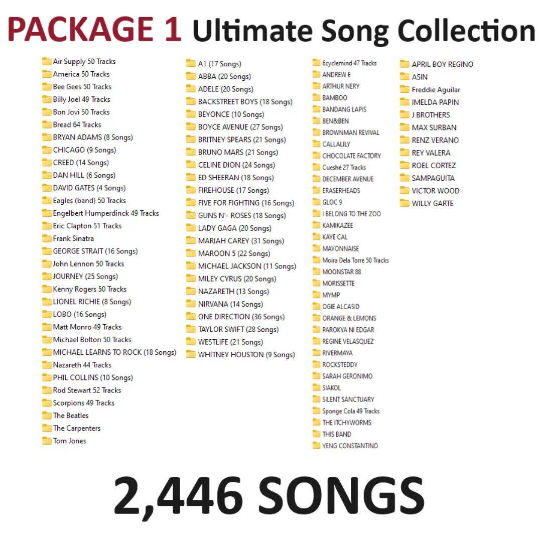 MP3 Music OPM and FOREIGN SONGS Collection - 32GB/64GB USB Flash Drive ...