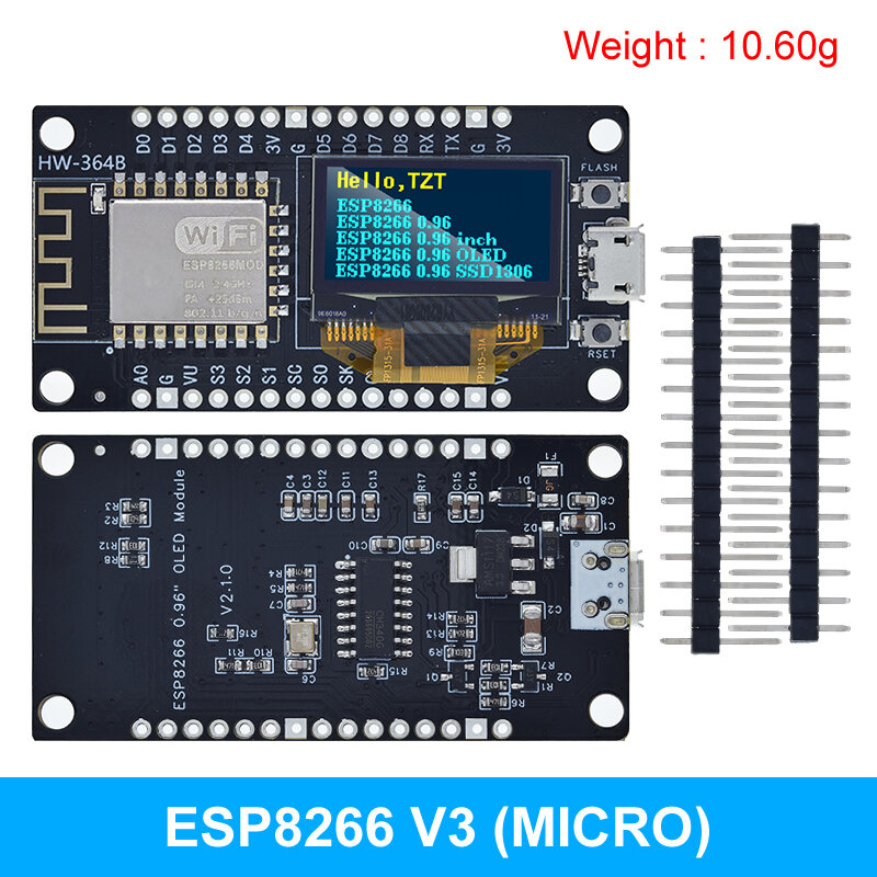 TZT NodeMCU ESP8266 Development Board With 0.96 Inch OLED Display CH340G ESP-12F WiFi Module ...