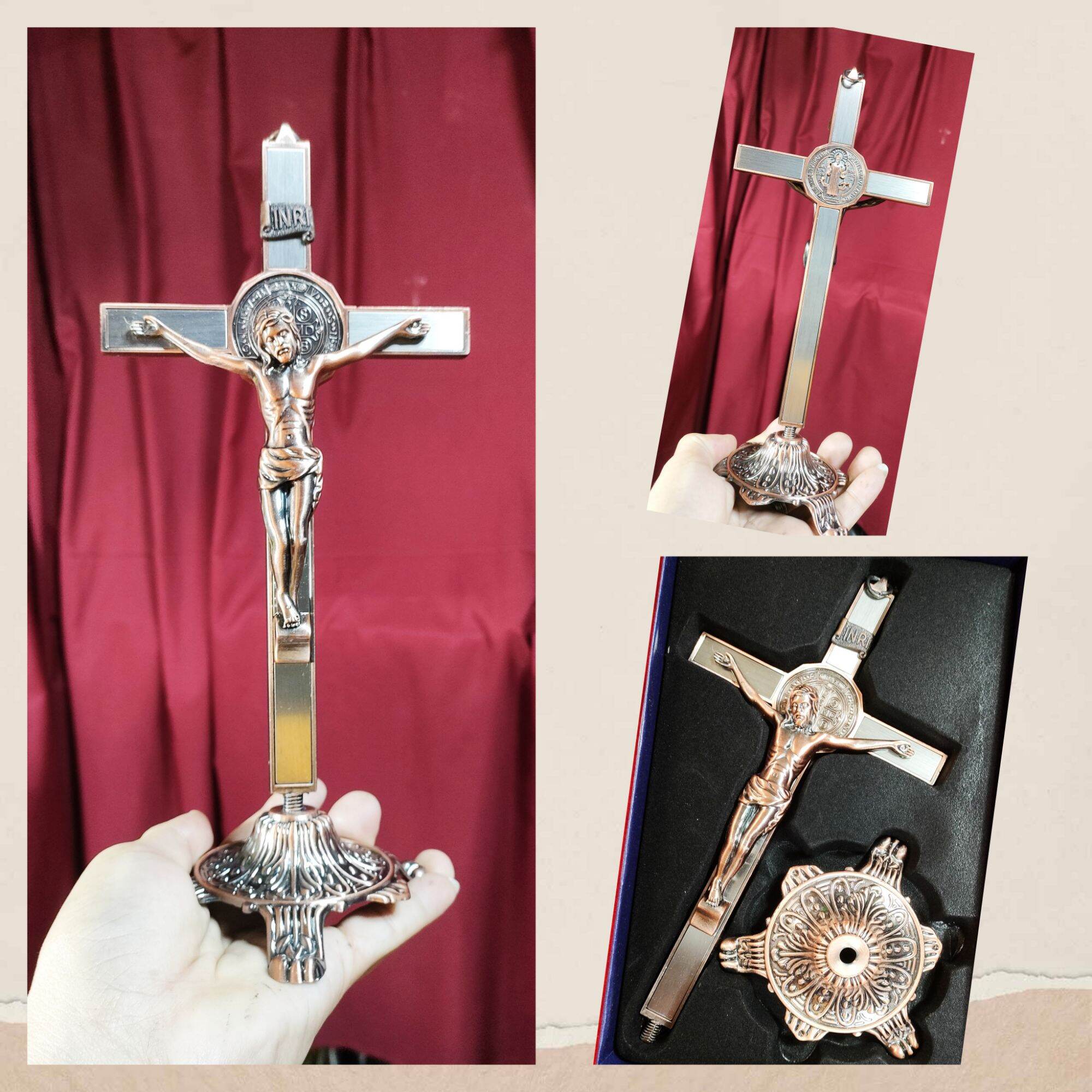 St. Benedict Exorcism Bronze/Silver Crucifix for Protection Against ...