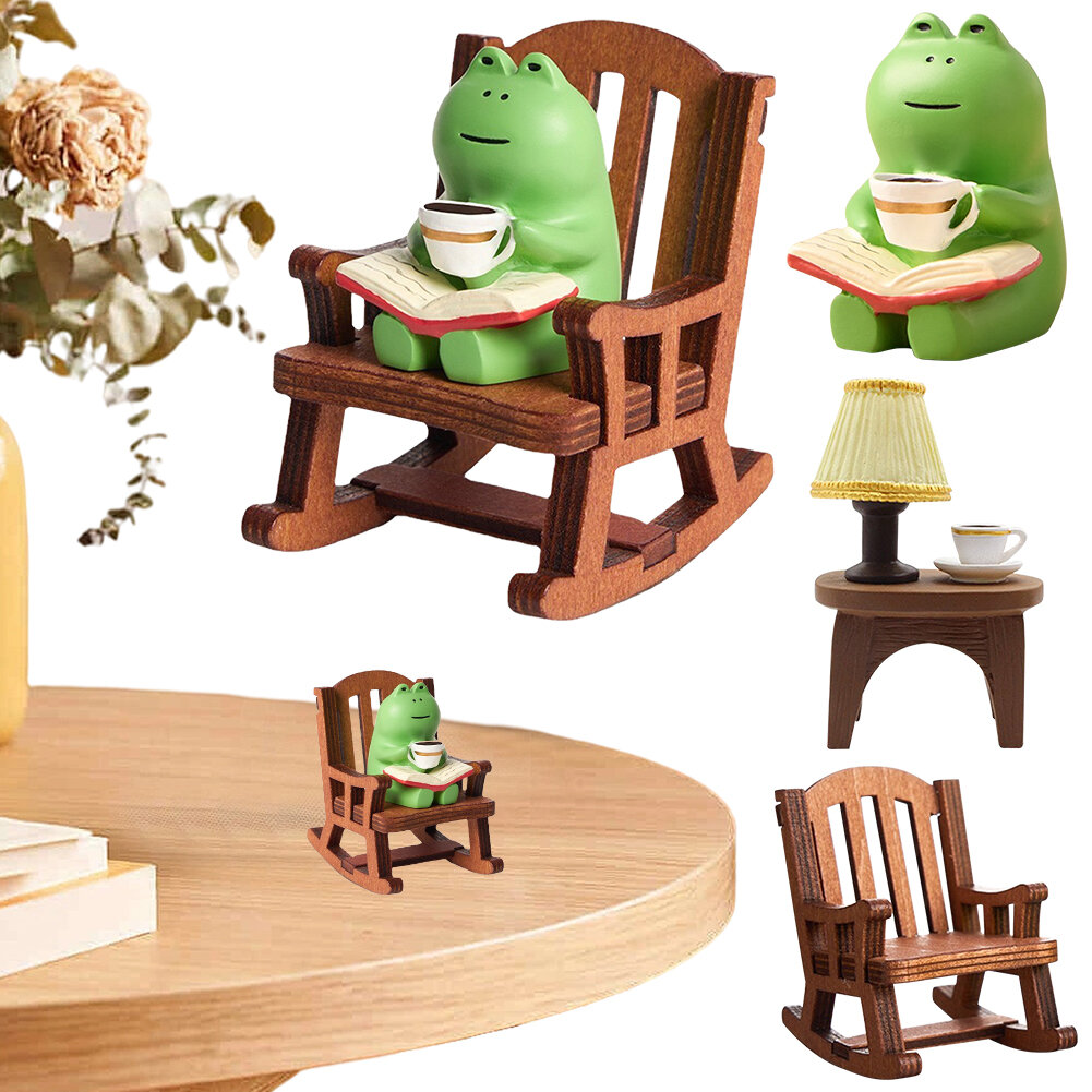 Cute Healing Small Decoration Cartoon Frog Rocking Chair Rocking Chair ...