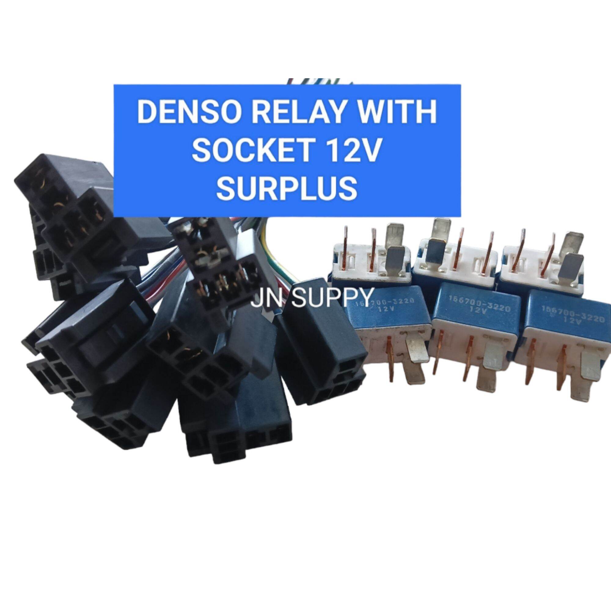 [1 SET] ORIGINAL DENSO RELAY & SOCKET WITH AUTO WIRE 30A 4 PIN BLUE ...