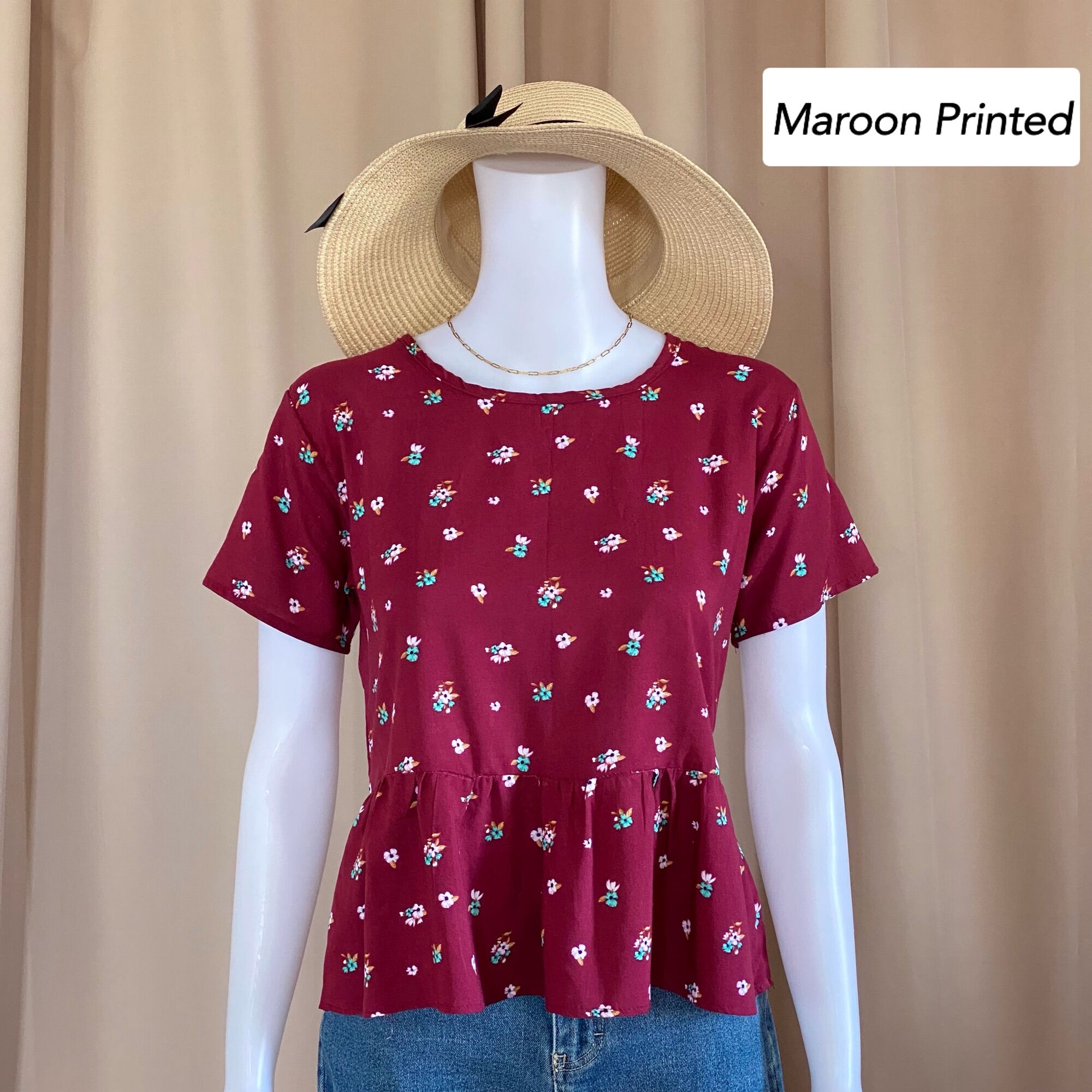 RIA Clothing | Amari Peplum Top | Small to Semi Large size | Challis ...