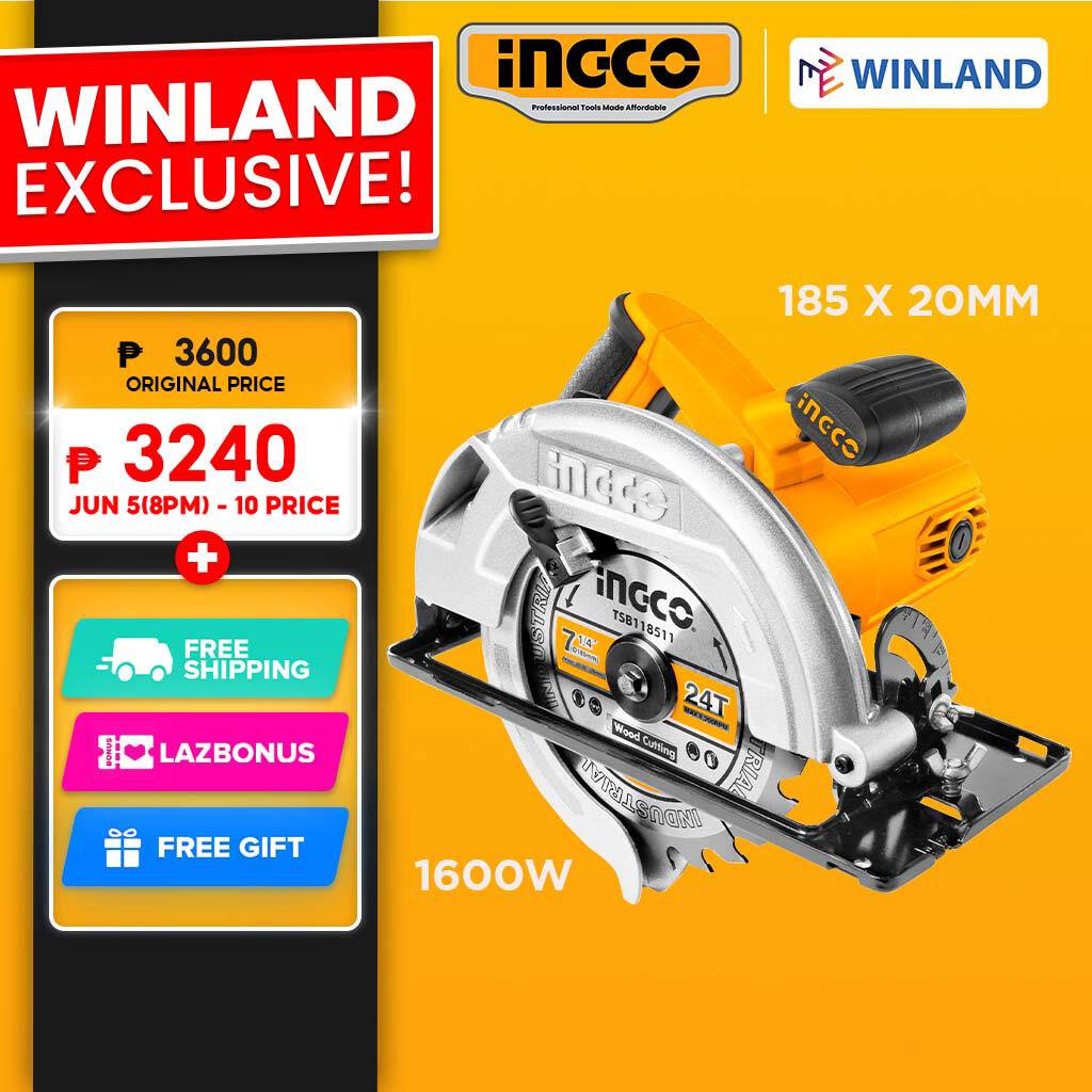 Ingco by Winland Circular Saw 7-1/4 inch 1600W CS185682 ING-PT | Lazada PH