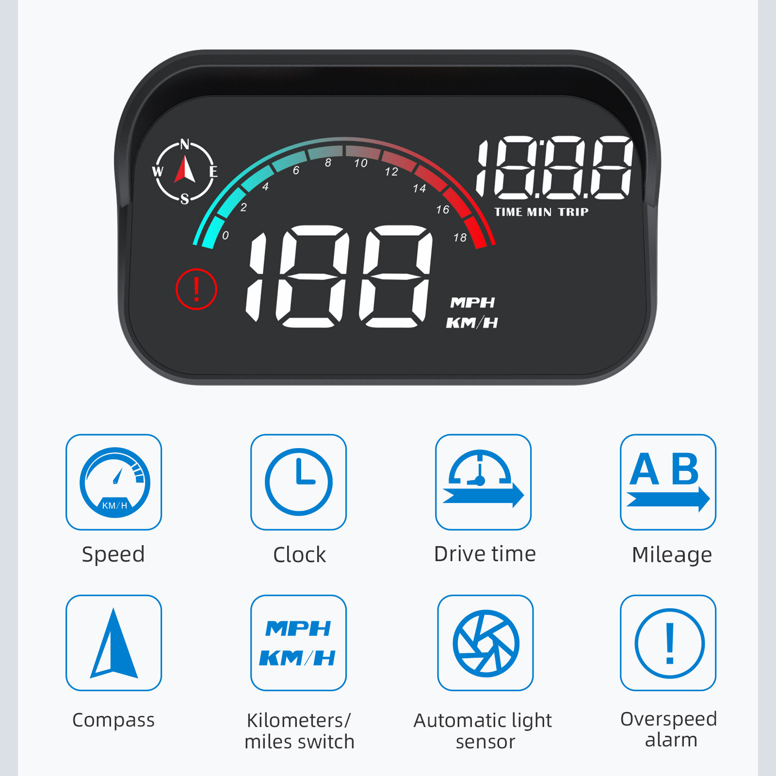 New M22 Car GPS Head Up Display Speed RPM KMH MPH HUD GPS Speedometer ...