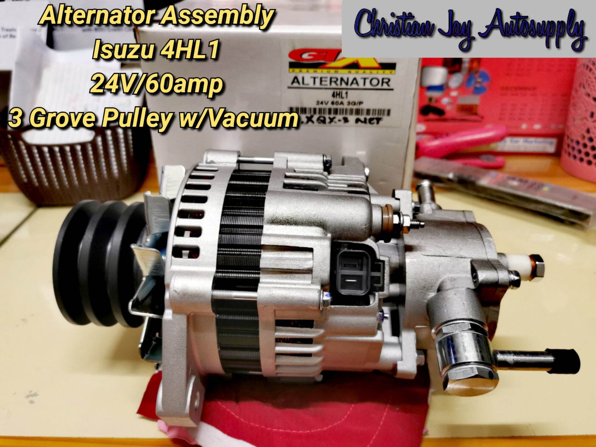 Gtx Alternator Assembly Isuzu 4HL1 W/ Vacuum 24V/60A 3 Grove Pulley ...