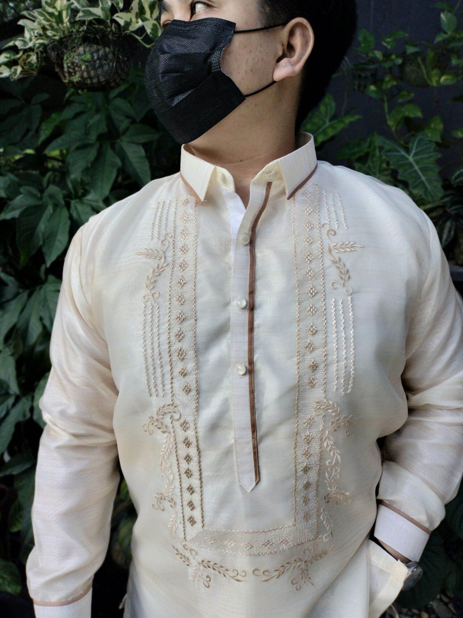 UZZO Modern Barong Tagalog For Men Graduation Oathtaking Wedding Attire ...