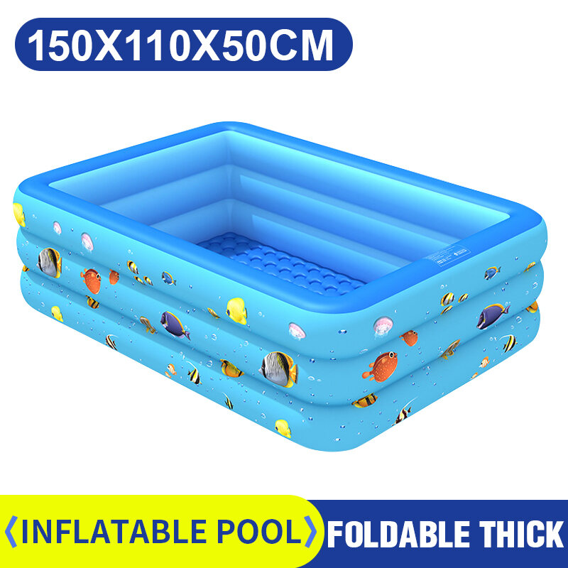 Inflatable swimming pool with electric air pump summer outdoor folding ...