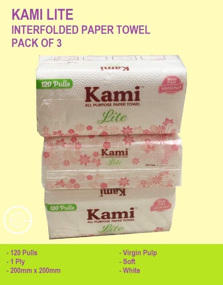 KAMI LITE All Purpose Interfolded Paper Towel Tissue 120 Pulls Pack of ...