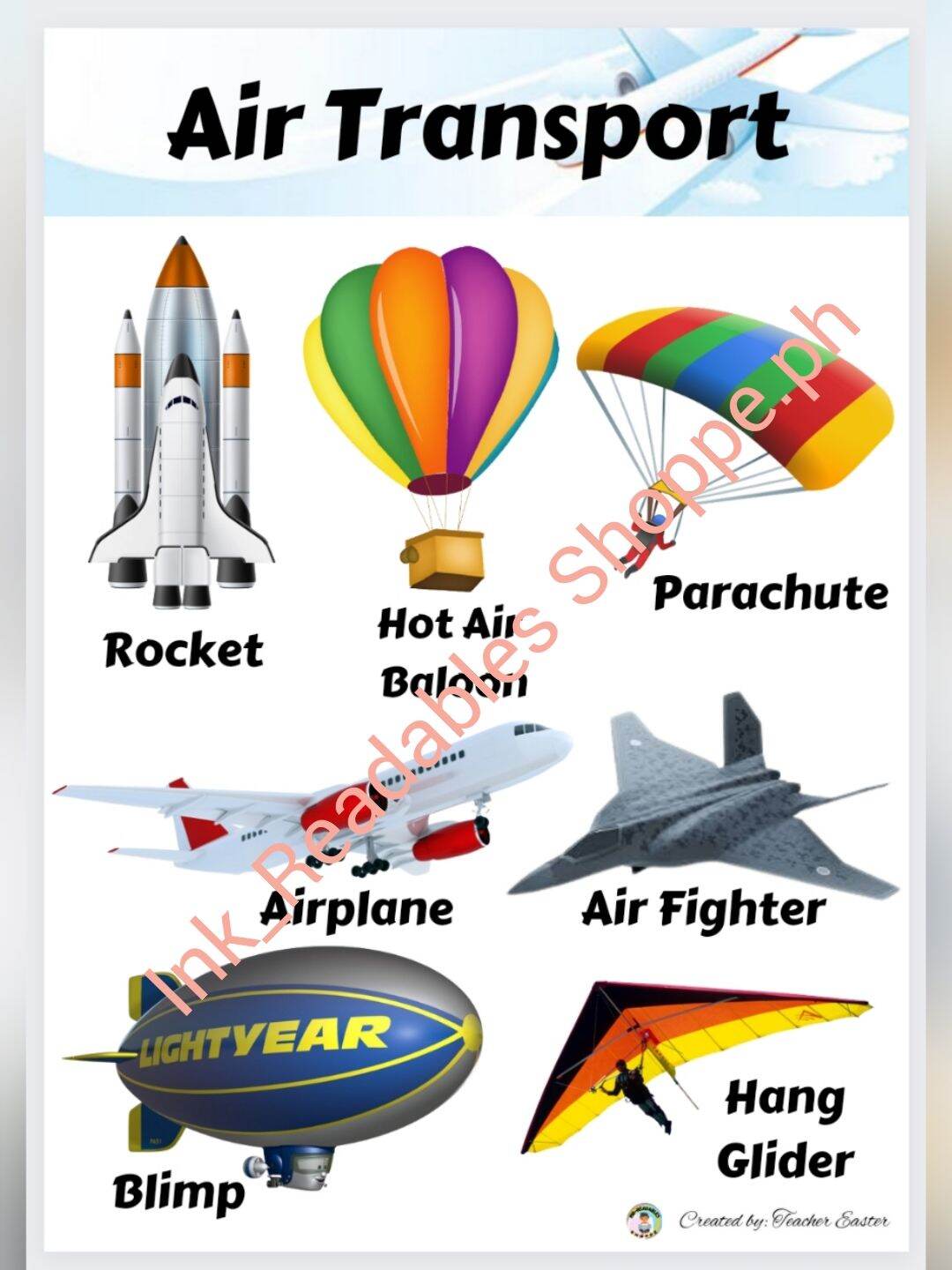 A4 Laminated Educational Chart (Transportation/Vehicle) | Lazada PH