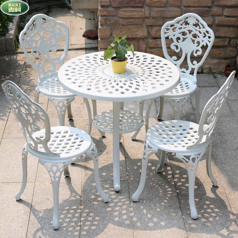 Maike Courtyard Table and Chair Outdoor Dining Tables and Chairs Metal ...