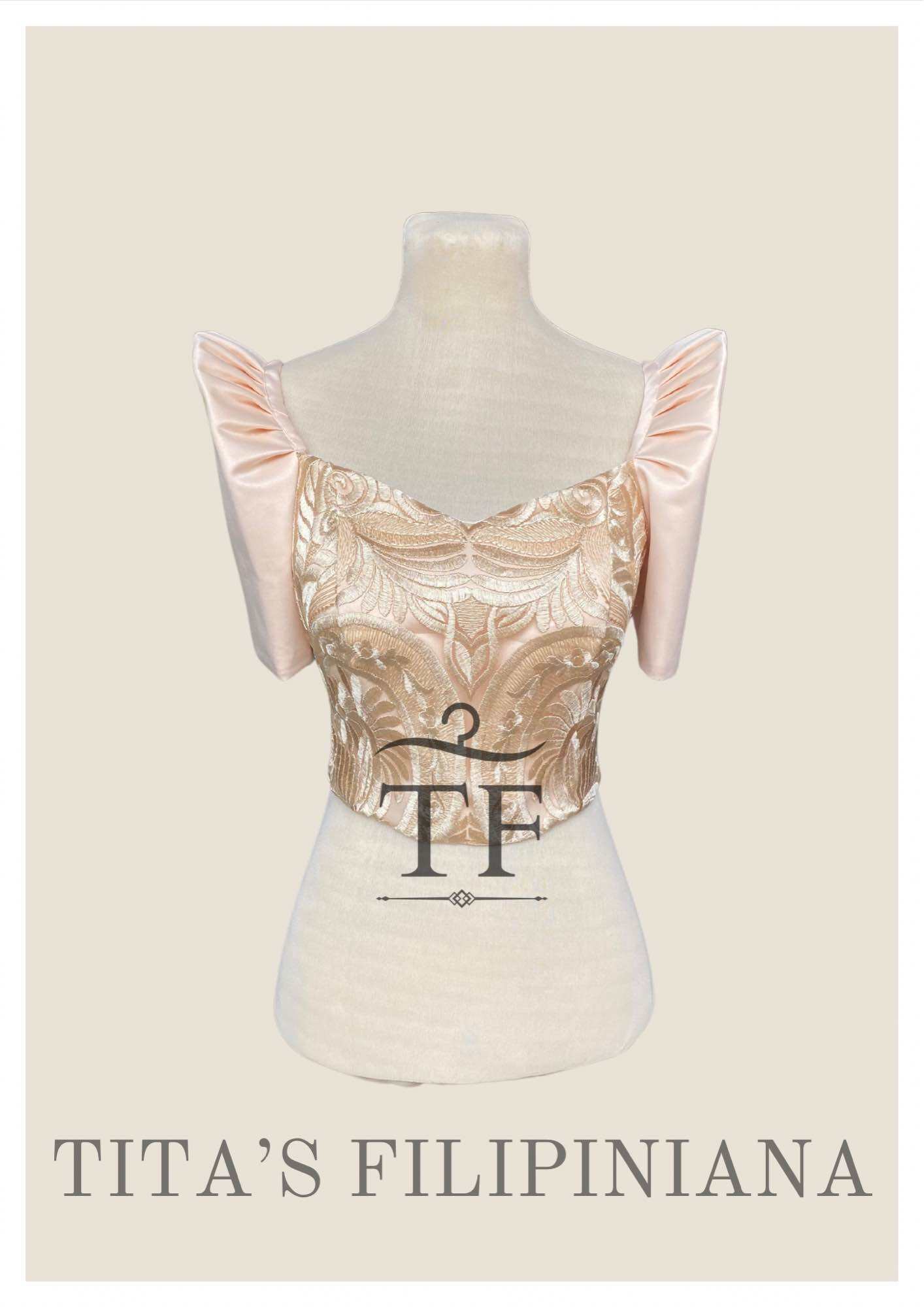 Modern Filipiniana Lace Top and Overlap Skirt Beige Midi | Lazada PH