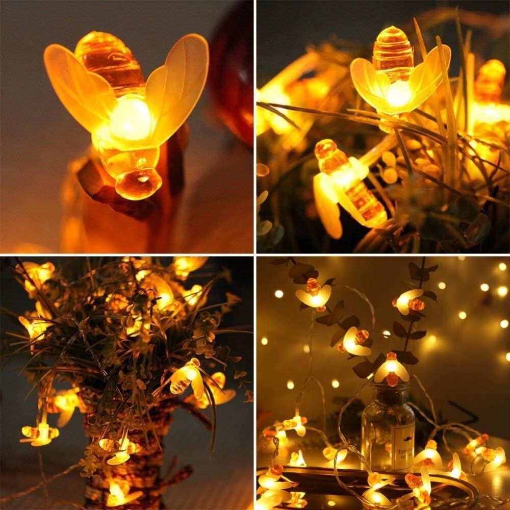 New Solar Powered Cute Honey Bee Led String Fairy Light 5M 20leds Bee ...