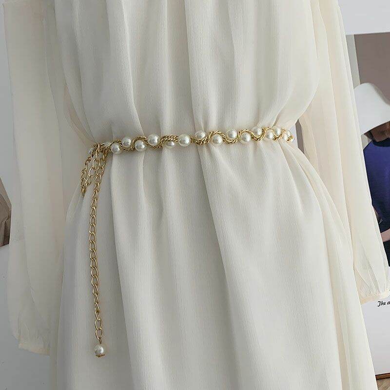 Pearl Waist belt Black and White Adjustable Belt for Women dress ...