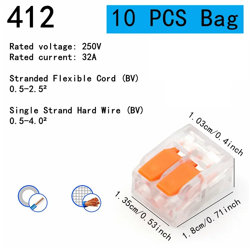 10-75 Pcs Orange Universal Type Quick Plug-in Terminals Electrical ...