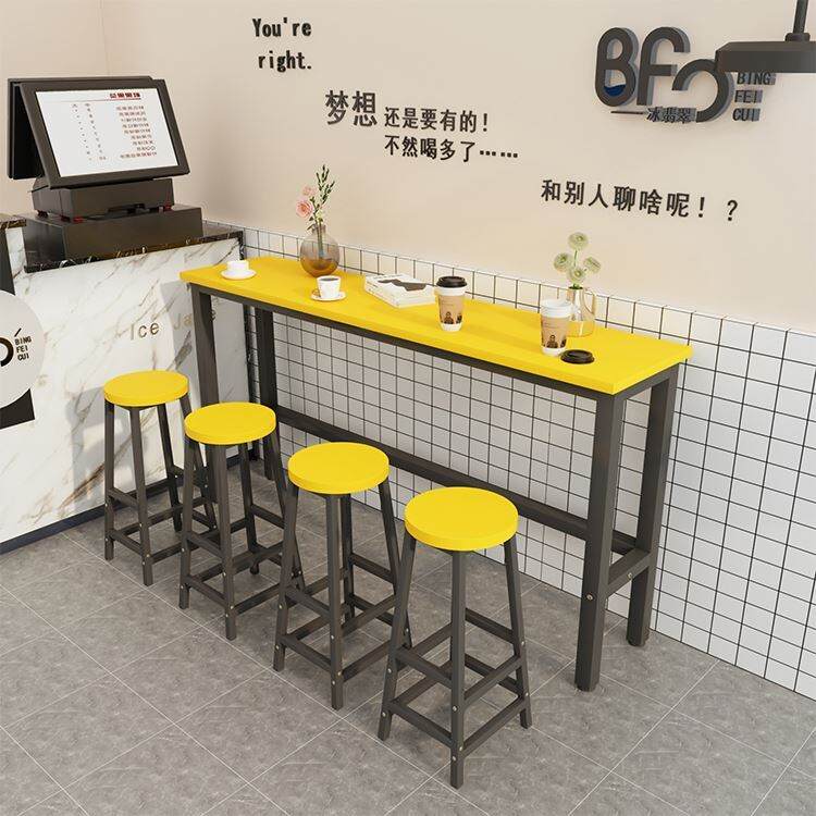 Bar Counter Wall-Side Milk Tea Shop Table and Chair Commercial High ...